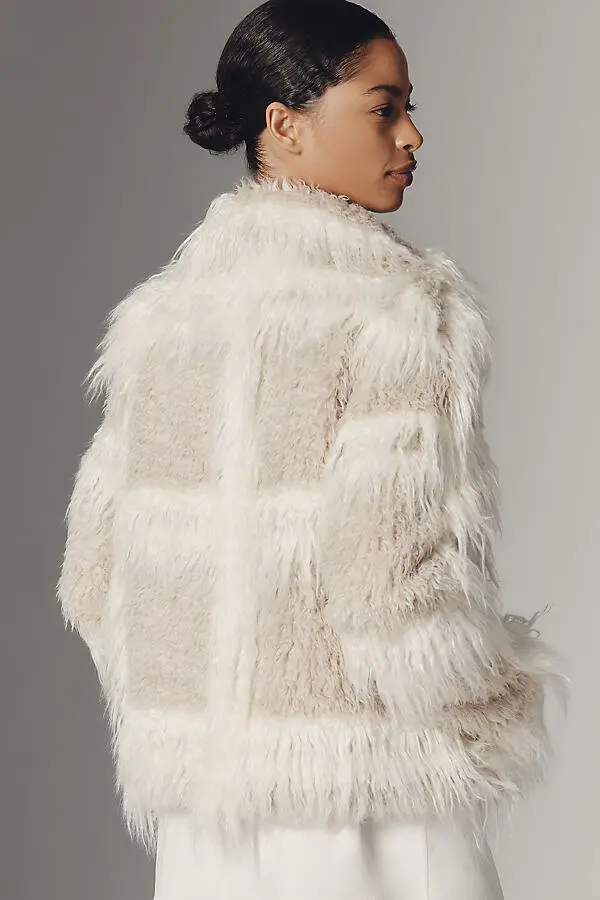 Pilcro Textured Faux Fur Coat In Mixed Ivory - 70% Off | Editorialist